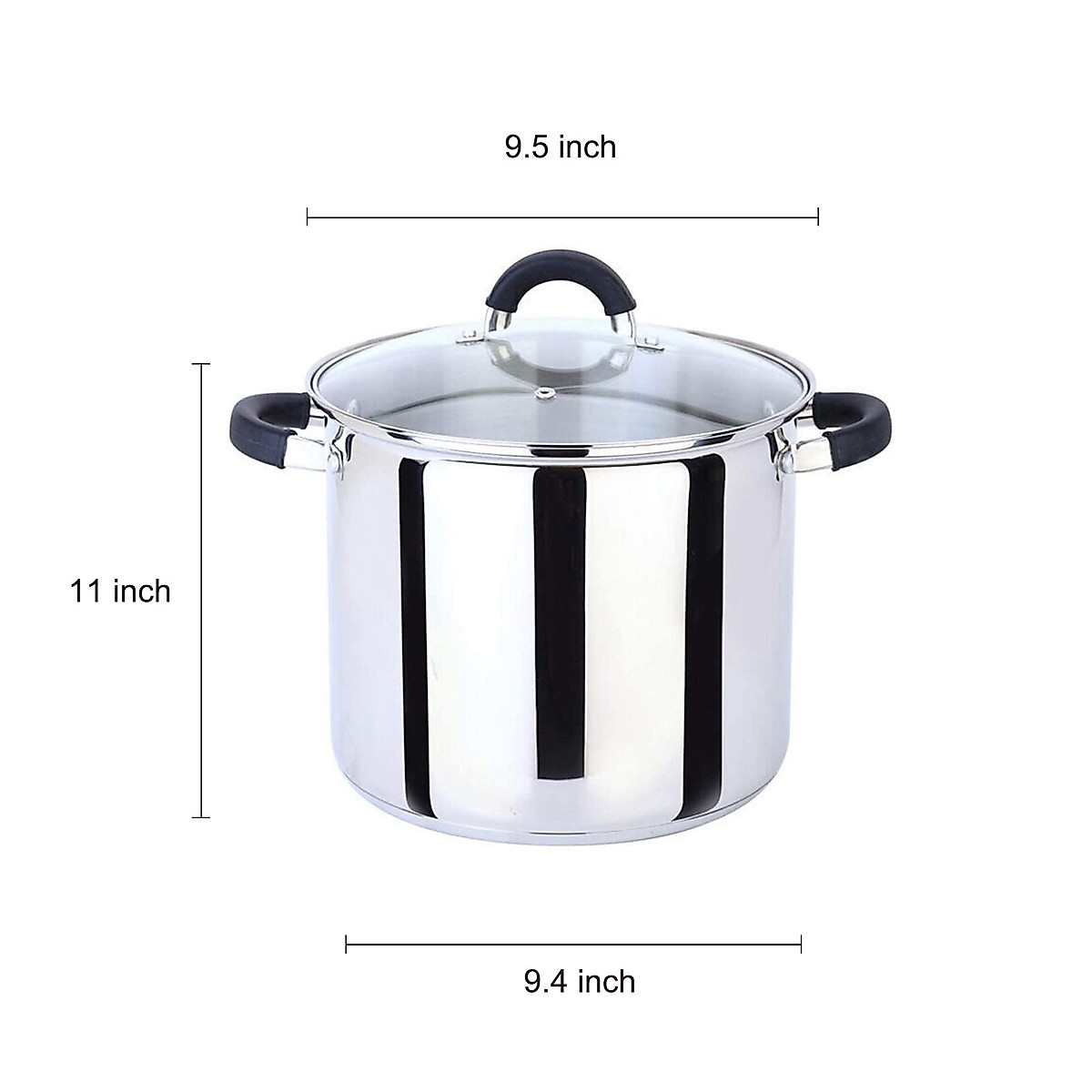 MAXCOOK Stainless Steel Stock Pot, 7.5 Quart Polished Heavy Cooking Pot with Lid, Good for Soup, Lobster, Stews, Cooking gifts.
