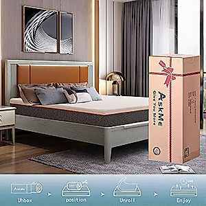 Askme Queen Mattress 10 Inches Memory Foam Mattress,Medium Firm Cooling Gel Queen Size Mattress Bed in a Box，Breathable Soft Cooling Fabric Cover CertiPUR-US Certified, Pressure Relieving