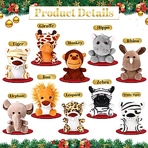 20 Pcs Mini Stuffed Forest Animals 4.8 Inch Cute Jungle Animal Plush Lion Tiger Elephant Giraffe Toys Set for Safari Animal Themed Party Kindergarten Fun Teacher Student Achievement Award, 10 Styles