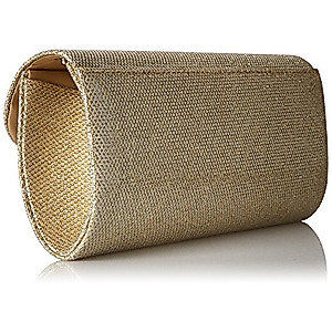 Damara Womens Oblique Flap Glitter Clutch Handbags (Gold)