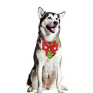 Covoroza 2 Pack Christmas Dog Bandanas Reversible Triangle Bibs Scarf Accessories X-mas for Dogs Pets Animals Red and Green