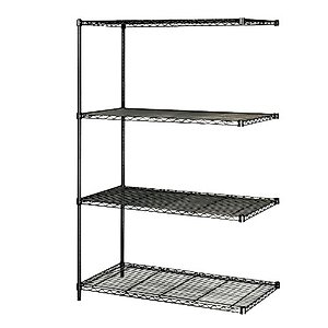 Safco Products 5295BL Industrial Wire Shelving Add-On Unit 48" W x 24" D x 72" H (Starter Unit and Extra Shelf Pack Sold Separately), Black