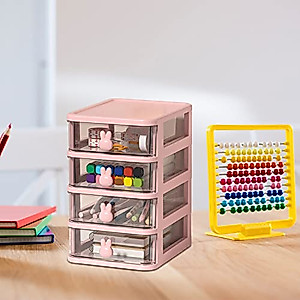 Tofficu 4 Drawer Plastic Storage, Clear Clear Plastic Drawers Storage, 5.3 * 6.7 * 8.3inch Drawer Plastic Drawer Desktop Storage for Craft Organizers And Storage