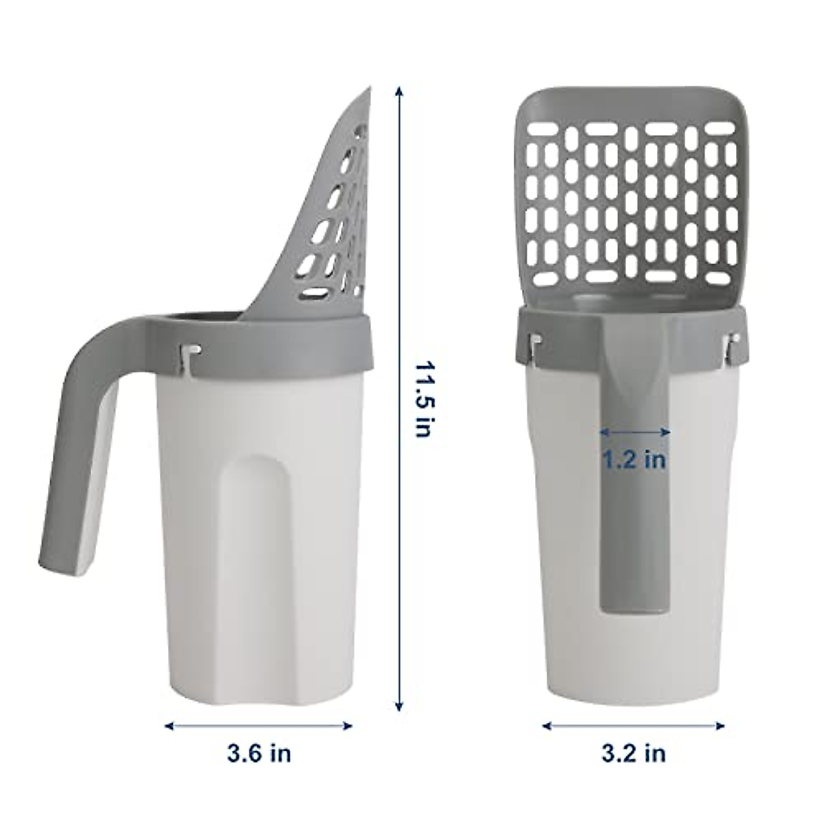 Cat Litter Sifter Scooper Integrated Detachable Deep Shovel Holder, Cat Litter Shovel with 8 rolls Waste Bags with Poop Sifting