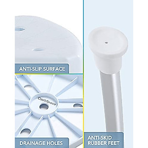 OasisSpace Corner Shower Stool - Triangle Spa Shower Seat for Inside Shower, Shower Shaving Stool for Adults, Shower Chair with Anti-Skid Rubber Feet for Small Shower