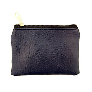 WJH Leather Teatured Lined Rosary Pouch with Zipper Close, 3 1/2 Inch (Dark Blue)