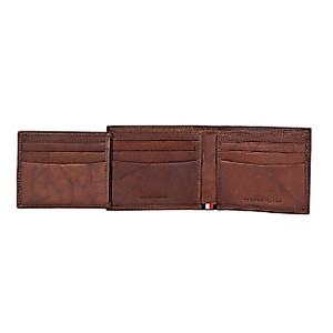 Tommy Hilfiger Men's Leather Passcase Wallet, Tan Huck, One Size