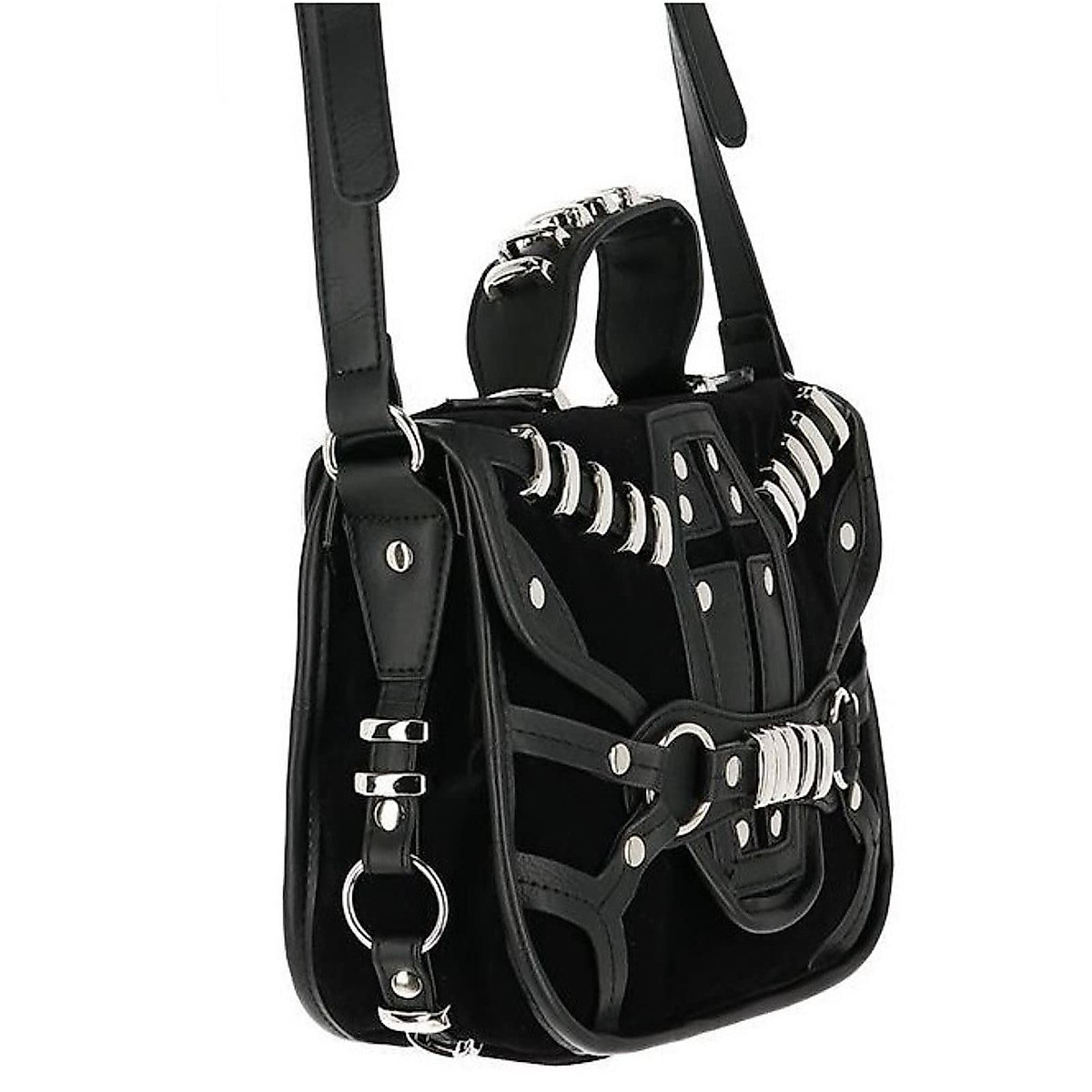 Restyle Coffin Cross Straps Gothic Punk Witch Alternative Crossbody Purse Bag