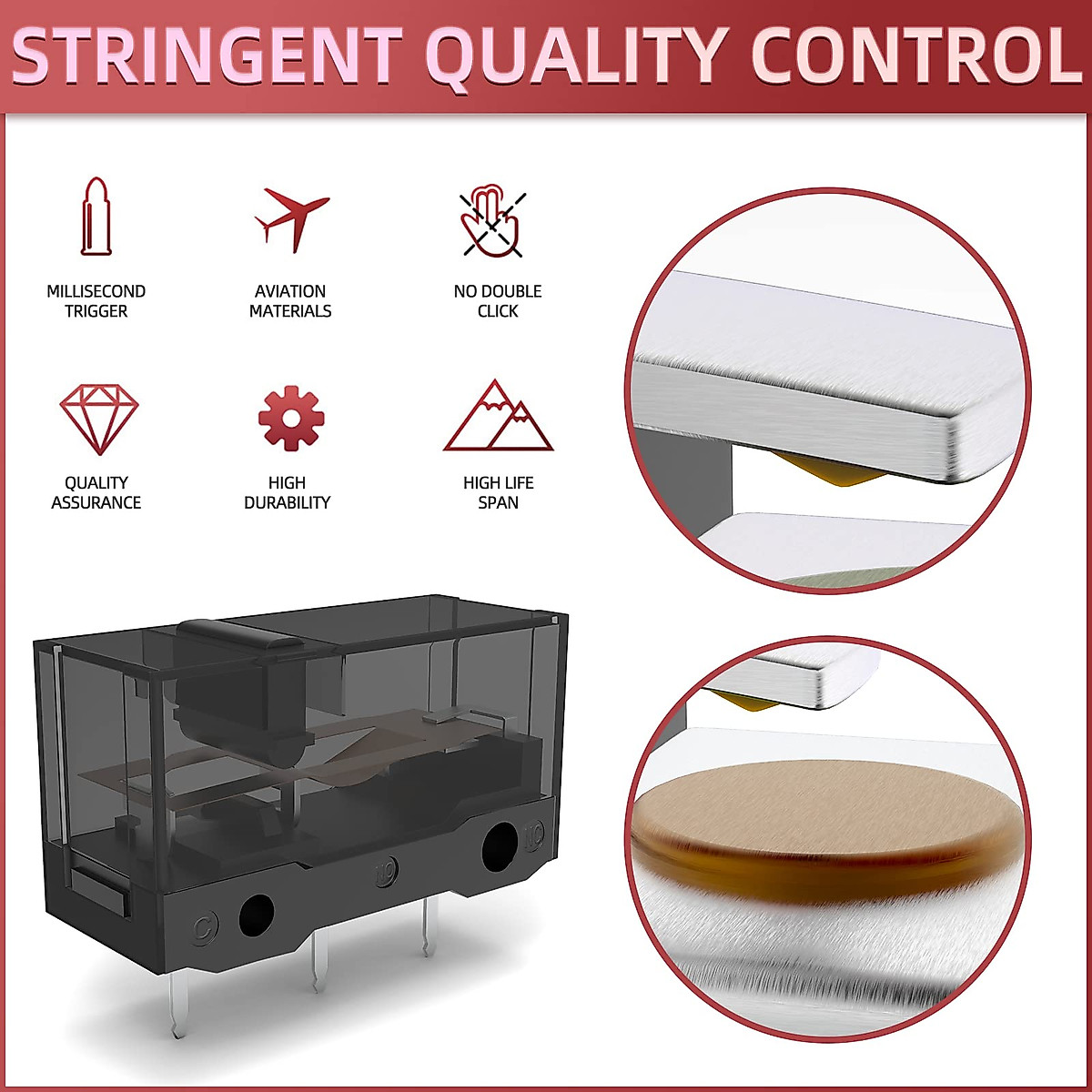 RUNJRX YIMAGUJRX Black Kailh GM 8.0 Mouse Switch for Gaming Mouse 4Pcs