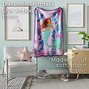 Franco Disney Princess Ariel The Little Mermaid Live Action Movie Kids Bedding Super Soft Plush Micro Raschel Throw, 46 in x 60 in, (Official Licensed Product)