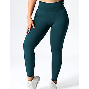 YEOREO Scrunch Butt Lift Leggings for Women Workout Yoga Pants Ruched Booty High Waist Seamless Leggings Compression Tights Teal M