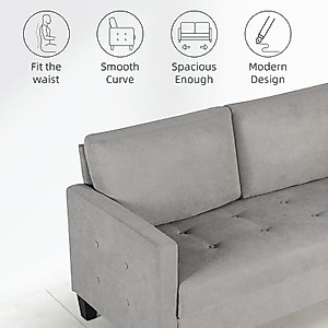 GRACFORCE 57" W Loveseat Sofa Couch w/ 2 USB Charging Ports, Mid Century Modern Fabric Love Seat Furniture for Living Room, 2-Seater Small Couches for Small Spaces, Bedroom, RV (Light Grey)