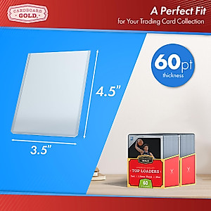 Cardboard Gold - 60pt Top Loaders for Cards - 100 Count - Premium 3x4 Inch Trading Card Toploaders - Protect Your Baseball and Sports Cards with These Crystal Clear Hard Plastic Sleeves Protectors