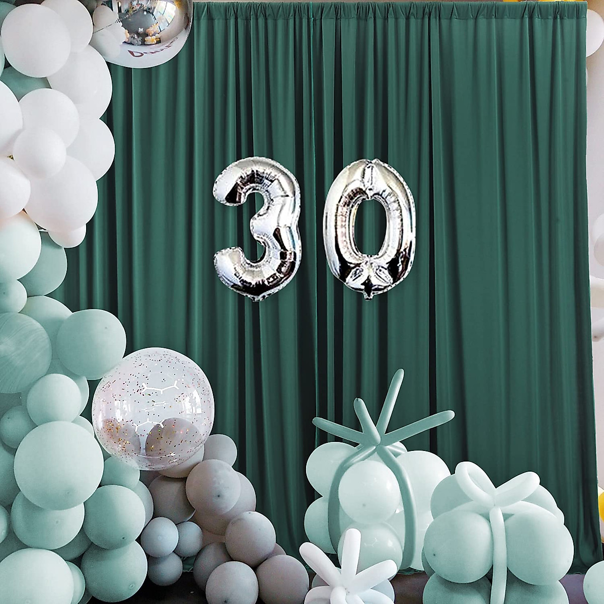 10ftx10ft Hunter Green Backdrop Curtains for Parties Weddings Baby Shower Dark Green Curtain Backdrop Birthday Event Party Photo Booth Backdrop Wrinkle Free Fabric Background 5ftx10ft, 2 Panels