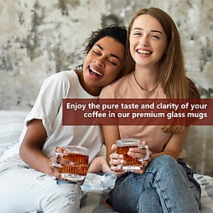 underbartliv Coffee Mugs Set of 6,12 OZ Glass Coffee Mugs with Handles,Glass Coffee Cups for Hot/Cold,Clear Coffee mug for Latte, Cappuccino