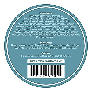 The Gentlemen's Beard Premium Bay Rum Beard Balm - Leave-in Conditioner & Softener - All Natural - Styles, Strengthens, Thickens & Softens Promoting Healthier Beard & Mustache Growth