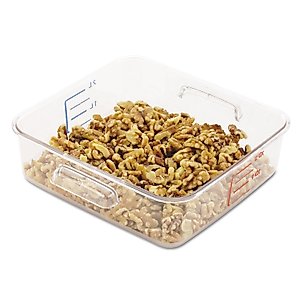 Rubbermaid Commercial Products Plastic Space Saving Square Food Storage Container For Kitchen/Sous Vide/Food Prep, 2 Quart, Clear (Fg630200Clr)