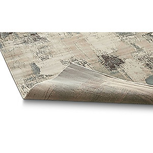 Well Woven Sandro Blue Tan Brown & Ivory Modern Abstract Short Pile Kilim Style (3'3" x 5') Area Rug Multi Color Pattern