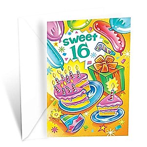 Happy Sweet 16 Birthday Card | Made in America | Eco-Friendly | Thick Card Stock with Premium Envelope 5in x 7.75in | Packaged in Protective Mailer | Prime Greetings