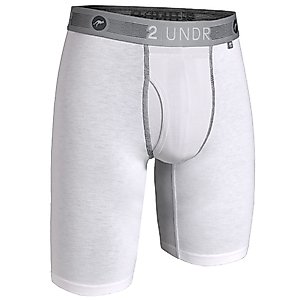 2UNDR Men's Flow Shift 9" Long Leg Underwear (White, Large)