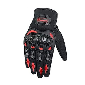 Riding Tribe Motorcycle Gloves for Men and Women, Full Finger Touchscreen Motorbike Gloves for BMX ATV MTB Riding,Road Racing,Cycling,Motocross (Red, X-Large)