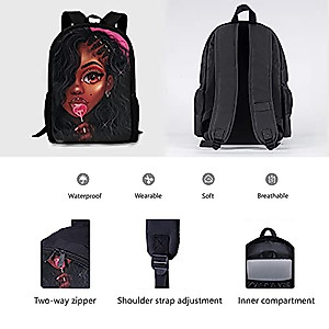 GALIRVC African 17 Inch Backpack Black Girl School Laptop Bag Bookbag for Women Teens Students Office Picnic Travel