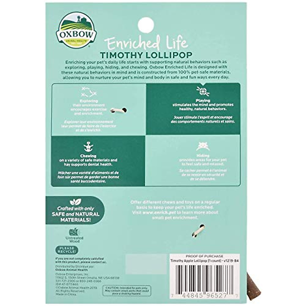 Oxbow Animal Health Bundle of 2 Enriched Life Timothy =Lollipop Small Animal Chew Treats: Apple and Carrot