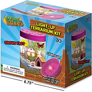 Nature Bound Light-Up Terrarium Kit with LED Light for Kids - includes Puppy Animal Theme - STEM Science Kit for Boys & Girls - Plant Gardening Gifts for Children (Pink)