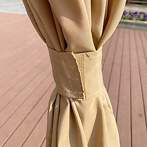 10 X 10ft Hardtop Gazebo, Double Roof Gazebo with Nettings, Outdoor Steel Frame Vertical Stripes Roof Permanent for Patio, Backyard, Lawns,Khaki