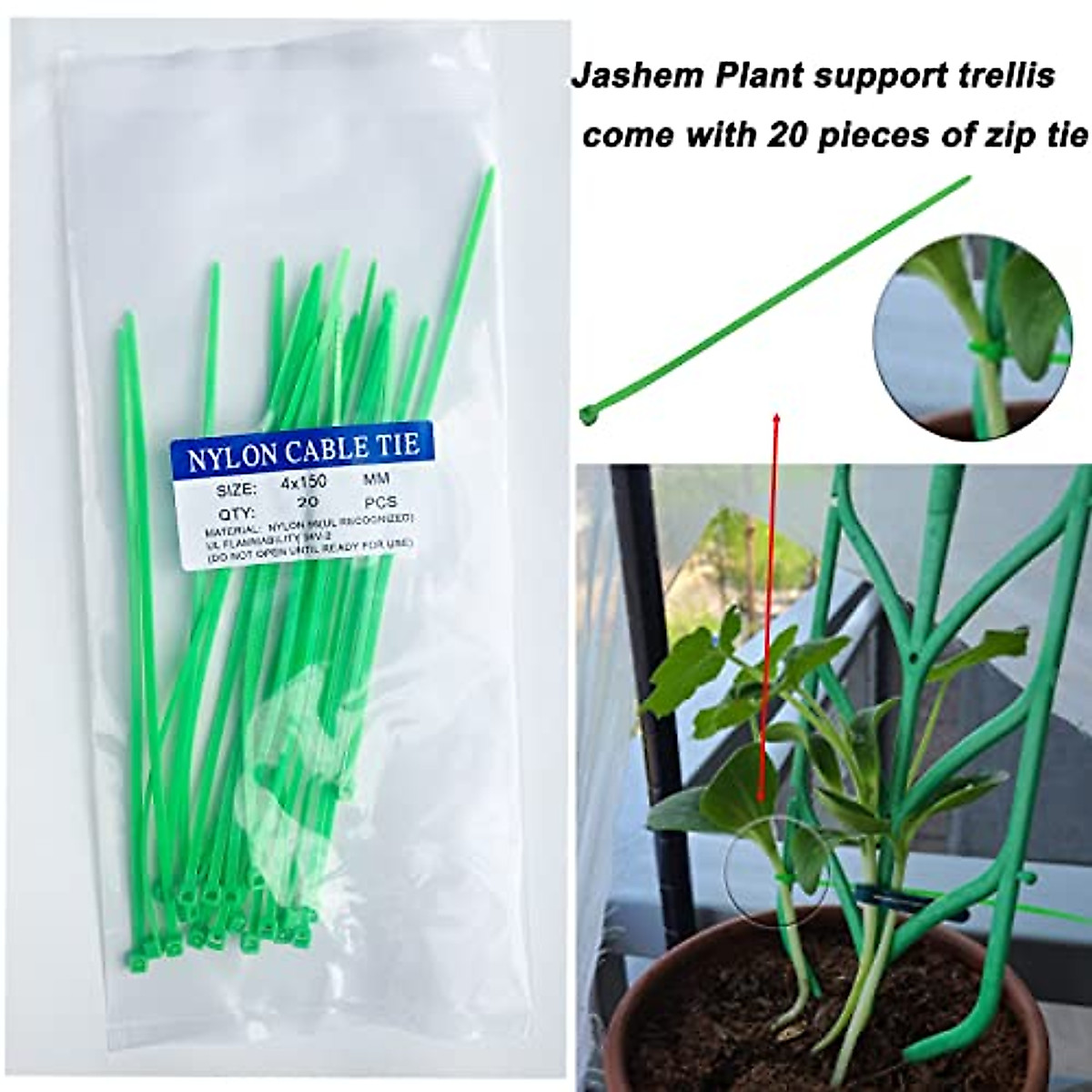 Jashem Garden Trellis for Climbing Plants 6 PCS Plastic Indoor Trellis for Potted Plants Green Stackable Mini Climbing Plant Stupport DIY Flower Pot Support for Pea Vegetable Clematis (6 Packs)