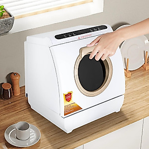 Countertop Dishwasher, Portable compactDishwasher with 7L Built-in Water Tank, No Hookup Needed, 5 Programs, 360° Dual Spray, Air-Dry Function, Mini Dishwasher for Apartments & RV combo travel