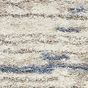Nourison Luxurious Shag Modern & Contemporary Light Blue Grey 6'7" x 9'2" Area -Rug, Easy -Cleaning, Non Shedding, Bed Room, Living Room, Dining Room, Kitchen (7x9)