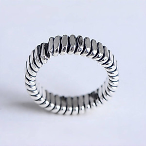 Retro 925 Sterling Silver Braided Spiral Ring for Men Women Open and Adjustable