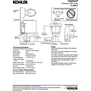 Kohler K-3493-T-0 Highline Two Piece Toilet, White