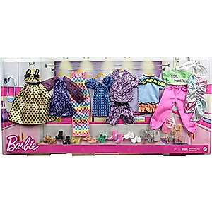 Barbie Clothes Multipack with 8 Complete Outfits for Barbie Doll, 25+ Pieces Include 8 Outfits, 8 Pairs of Shoes & 8 Accessories, Gift for 3 to 8 Year Olds