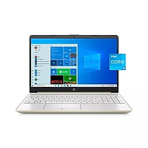 2022 HP 15.6" FHD Laptop PC Intel 11th 4-Core i5-1135G7 8GB DDR4 RAM 256GB NVMe SSD Intel Iris Xe Graphics Webcam HDMI WiFi AC RJ45 BT USB-C Backlit Keyboard Gold Windows 10 Pro w/RE Accessories