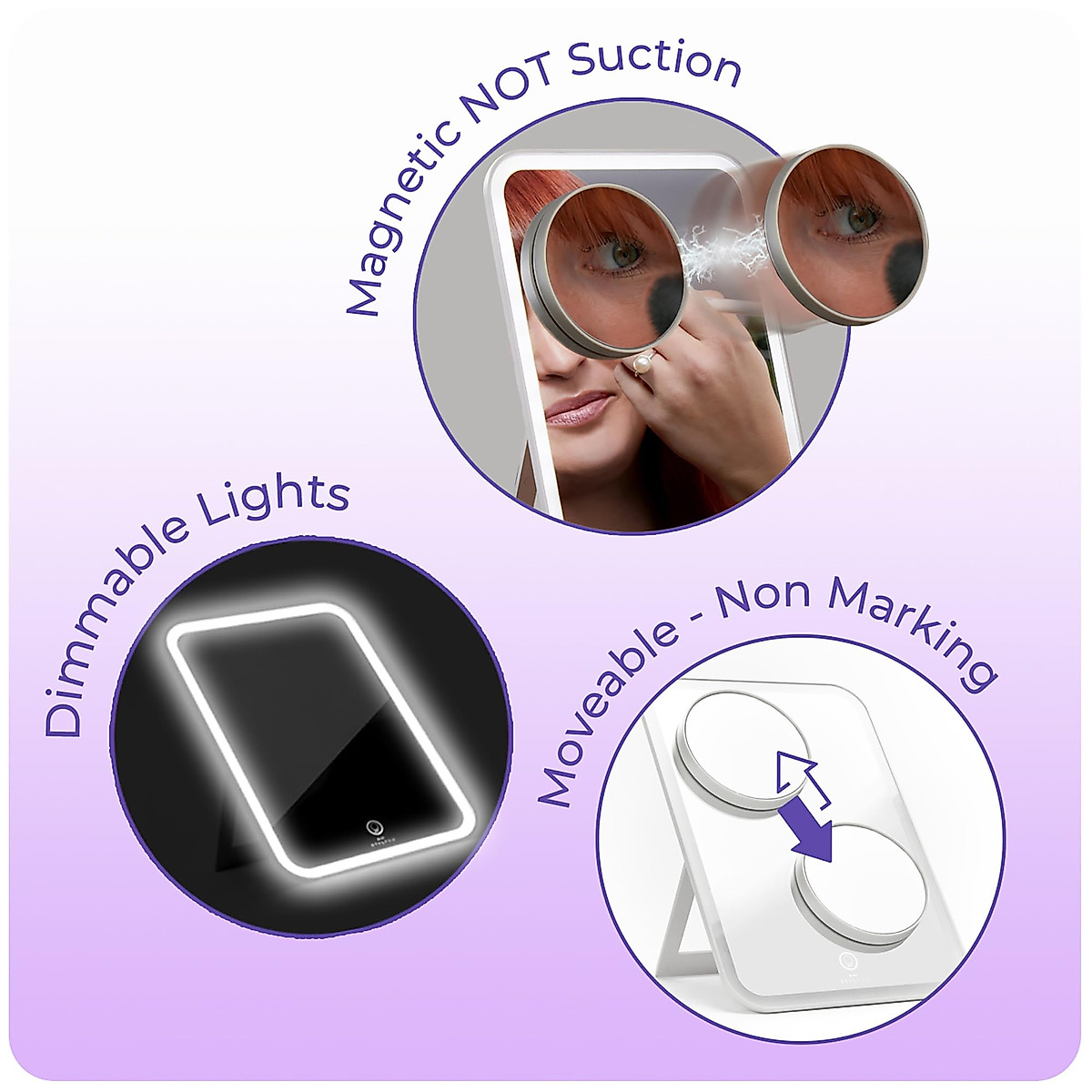 stylPro Stylideas Glow and Go Travel Mirror - Makeup Mirror with Lights Perfect for Hair Styling - USB Rechargeable - with Protective Sleeve - 1 pc.