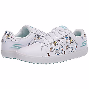 Skechers Men's Women's Go Drive Dogs at Play Spikeless Golf Shoe, White/Blue, 8.5