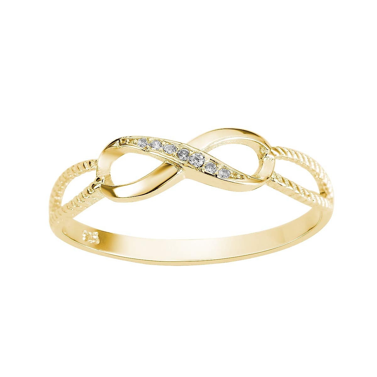 CloseoutWarehouse Cubic Zirconia Designer Aura Infinity Ring Yellow Gold-Tone Plated Sterling Silver Size 11