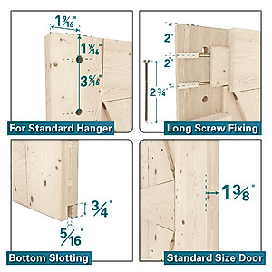 ZEKOO 46in x 84in Classic Style Sliding Barn Door Slab,Solid Spruce Wood Unfinished, Pre-drilled, Easy to Install Assemble, Interior Barn Door Wood Panel