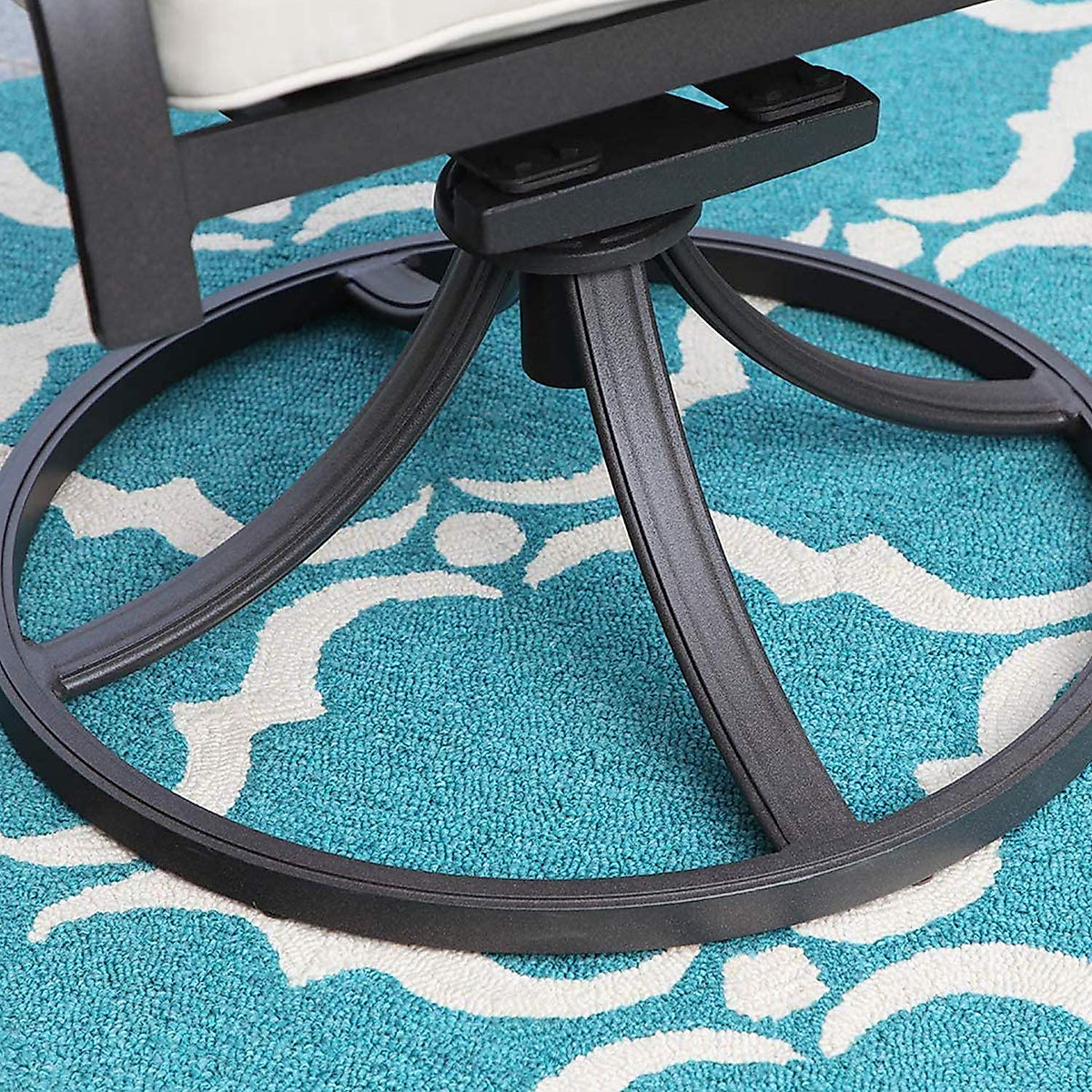 PHI VILLA Outdoor Swivel Rocker Patio Dining Chairs Set of 2 Cast Aluminum Extra Wide Furniture Chair with Cushion