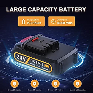 Mini Chainsaw 6 Inch Cordless, TOBTOS 24V Battery Powered Chain Saw with 2x 2.0Ah Battery, Portable Electric Chinsaw with Security Lock, Handheld Chainsaw for Tree Trimming Wood Cutting