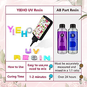 YIEHO 300g UV Resin Kit with Light-Upgraded Crystal Clear Hard UV Curing Premixed Epoxy Resin Starter Supplies for Art Craft Beginner Jewelry Making with Lamp