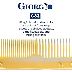 Giorgio G33 Double Tooth Small Hair Pocket Comb, Fine/Wide Tooth Comb For Hair, Beard and Mustache, Coarse/Fine Hair Styling Grooming Comb for Men, Women and Kids. Saw Cut Handmade and Polished