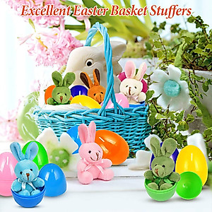 FLY2SKY 12 Packs Easter Egg Basket Stuffers Plush Bunny Plastic Easter Eggs Fillers Kids Party Favors Surprise Easter Eggs Hunt Games Supplies Birthday Gifts Toddler Girls Toys Goodies Bags