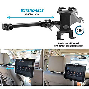 Premium Car Headrest Tablet Mount and Back Seat iPad Car Holder, Jarv [Multi Passenger] Telescopic Fold-Up Rear Seat Tablet Holder for Car Headrest - iPad PRO iPad Air iPad Mini (All 7-18” Tablets)