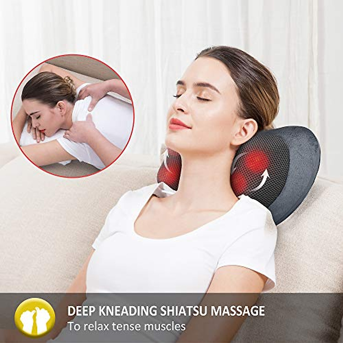 CooCoCo Shiatsu Neck Massager Pillow with Heat, Neck and Back Massager, Gifts for Women/Men/Mom/Dad,Pillow Massager for Neck and Back,Shoulders