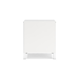 Signature Design by Ashley Hallityn Minimalist 2 Drawer Nightstand for Bedroom, 24.37" Tall, White