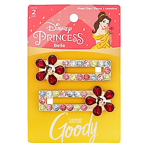 GOODY Hinge Jewel Clip - Disney Princess, Belle - Slideproof Rhinestone Hair Accessories for Men, Women, Boys & Girls - Style With Ease & Keep Your Hair Secured - All Hair Types