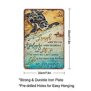 ZZZRSYR Funny Novelty Metal Sign- Life is Short Sea Turtle Funny - Retro Wall Decor Gift for Man Cave Home Gate Garden Bars Cafes Office Store Club 8 X 12 INCH